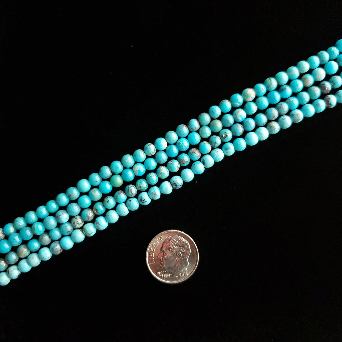 4 mm x 16” Nacozari Turquoise Round Bead Strands MS-03 – AZ TURQUOISE